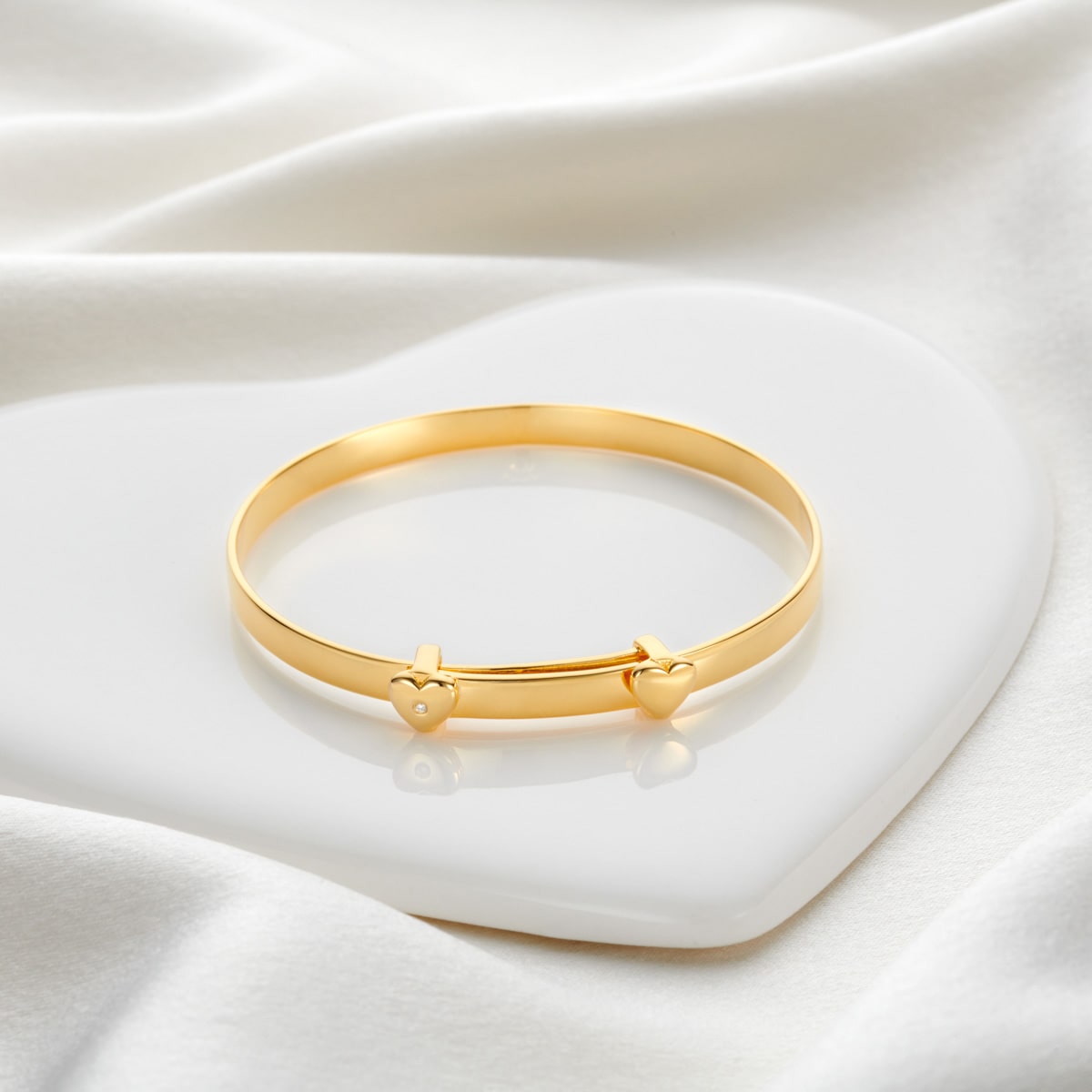 Personalised Diamond Christening Baby Bangle — Gold Plated | Molly ...