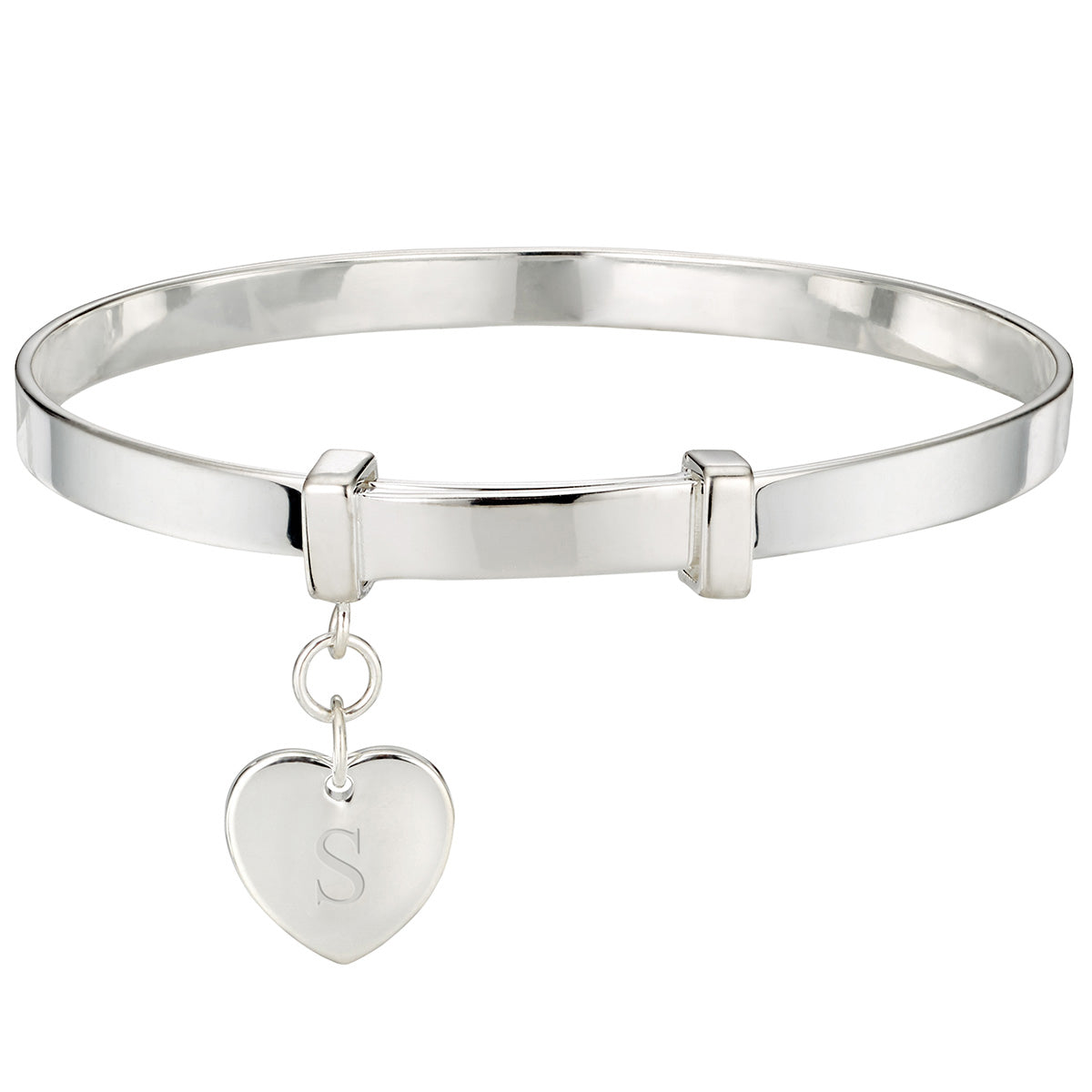 Personalised Love Heart Baby Bangle Ñ Sterling Silver | Molly Brown London
